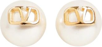 Valentino Garavani Femme, Accessoires, Jaune, Taille: ONE Size Boucles dOreilles Vlogo Signature Avec Perles