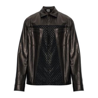 Alexander McQueen Leder-Overshirt - - Jackets - Herren - Schwarzk - M