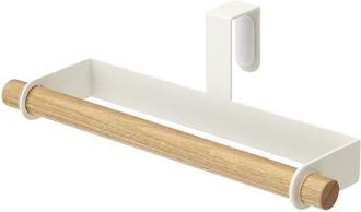 Yamazaki Tableware Yamazaki 7818 Tosca Geschirrtuchhalter, weiß, Stahl/Holz, minimalistisch, 19 x 7.5 x 6 cm