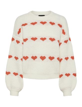 Pieces Pcnove Ls O-Neck Heart Knit Bc