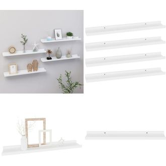 vidaXL Wandregale 4 Stk. Wei&szlig; 60x9x3 cm - Wandregal - Regal Wei&szlig; - M&ouml;bel F&uuml;r Die Wand - Wohnzimmerdeko - Ablagefl&auml;che - Home & Living
