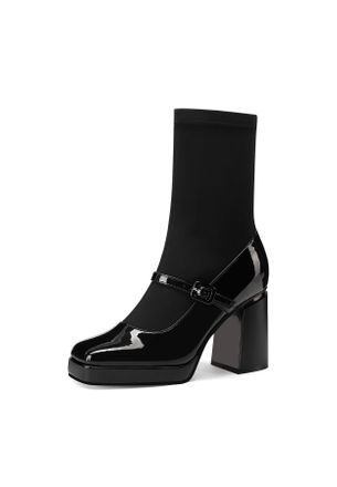 Queen Helena Stiefeletten mit Riemen, Stiefeletten mit Absatz f&uuml;r Damen ZM9833, Schwarz, 38 EU