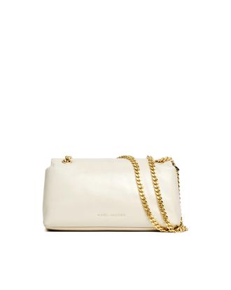 Marc Jacobs Womens Mini Shoulder Bag Scene Chain Cloud White Lamb Leather