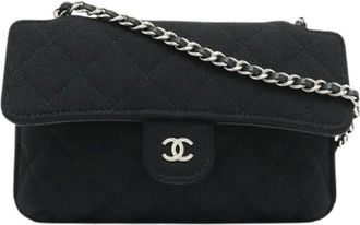 Chanel Pre-owned Sac Matelass&eacute; 2way Sac Cabas Coton Jersey Nylon Cuir - Femme - Pre-owned - Noir - Taille: ONE Size