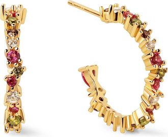 Singularu Estellar Creolen. Sterlingsilber mit 18 Kt Vergoldeter Beschichtung und Zirkonia. Schmuck f&uuml;r Damen