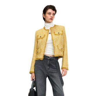 Riani Veste en tissu boucl&eacute; avec rabats d&eacute;coratifs - Femme - Vestes - Jaune - Taille: 42 FR