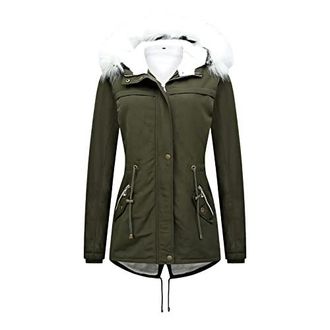 Generic 2026 Vestes pour femmes, manteaux chauds, veste unie, v&ecirc;tements dext&eacute;rieur, trench dhiver &agrave; capuche &agrave; manches longues et fermeture &eacute;clair &eacute;pais, Vert,