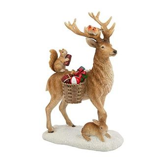 Villeroy & Boch Winter Collage Accessoires Cerf avec Animaux de la for&ecirc;t, &eacute;l&eacute;gante Suspension pour Le Sapin de No&euml;l, polyr&eacute;sine, Multicolore, 14,5 x 9 x 21 cm