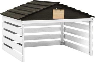 vidaXL M&auml;hroboter-Garage Schwarz und Wei&szlig; 78x74x54 cm Tannenholz - Vidaxl