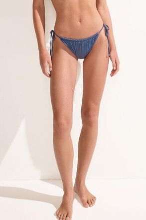Calzedonia Brazilian-bikinihose Mit Schmalen B&auml;ndchen Shiny Satin Blau