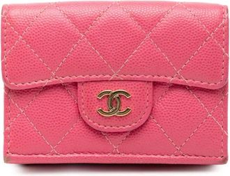 Chanel 2018-2019 CC Quilted Caviar Compact Flap Wallet small wallets - Rosa