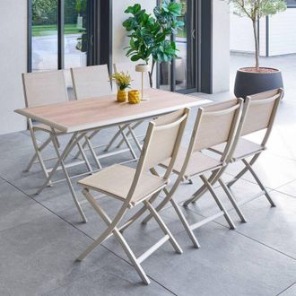 Hesperide Table de jardin 6 places Azua pliable beige 150x80cm - Hesp&eacute;ride