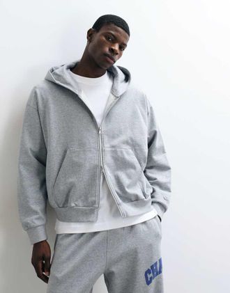 Champion Future Memories Oversize-Kapuzenjacke mit Rei&szlig;verschluss in Grau