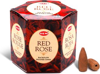 Hem Red Rose R&uuml;ckfluss Braune R&auml;ucherkegel | Langanhaltendes Aroma f&uuml;r Positivit&auml;t & Reine Luft | Holzpulver | Aromatherapie f&uuml;r Stressabbau, Luftreiniger