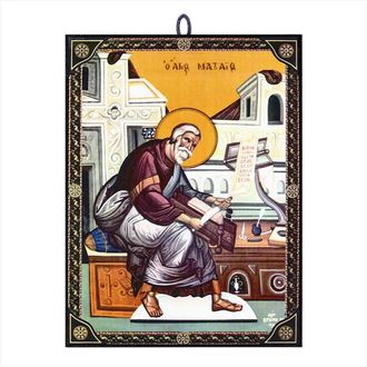 NKlaus Ikone Matth&auml;us (Evangelist) 9,7x13,5x1,2cm Christliche Ikone orthodox aus Griechenland 60106