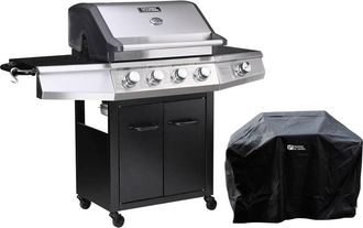 Habitat et Jardin Habitat Et Jardin - Barbecue gaz Bingo 5 - 5 Brûleurs dont 1 latéral - 15.2kW + Housse protection - Noir