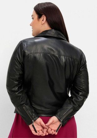 Sheego Allwetterjacke Leder-Jacke Langarm aus Lammnappa, im Biker-Stil