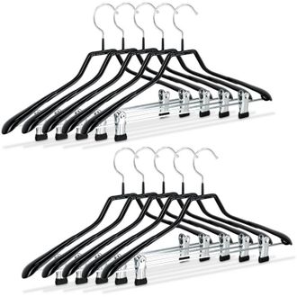 Relaxdays 50 x Klammerb&uuml;gel, Kleiderb&uuml;gel f&uuml;r Kost&uuml;me, gummiert, aus Metall, rutschfest, platzsparend, 42 cm breit, schwarz