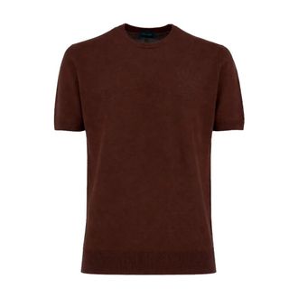 Drumohr Rundhals-Strick-T-Shirt - - Knitwear - Herren - Braun - XL