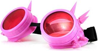 4sold Lunettes de soleil noires avec pointes Cyber Spikes Steam Punk Rave Goth - Comprend un ensemble gratuit de verres et 3 verres noirs. Transparent et ma