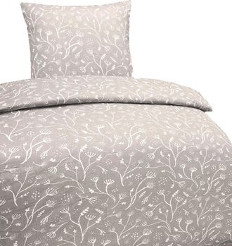 Generic Hochwertige Baumwolle Bettw&auml;sche Blumen Wei&szlig; Beige 135x200 80x80cm Set 2 TLG