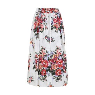 Dolce & Gabbana Femme, Jupes, Blanc, Taille: 40 FR Jupe longue &agrave; imprim&eacute; floral