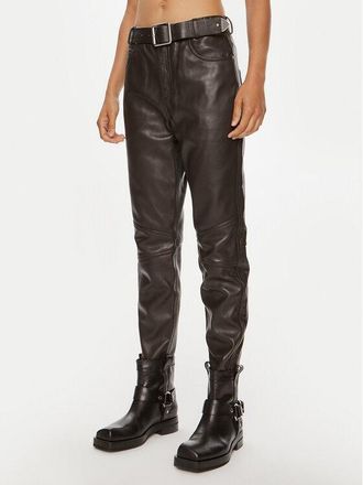 Pinko Pinko Lederhose Papua 103896 A21L Braun Relaxed Fit