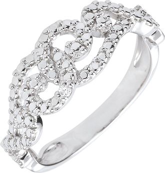 Edenly Ring Schicksal - Verschlungene Arabesken - Weißgold und Diamant - 18 karat