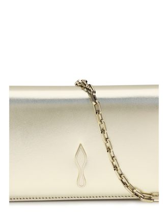 Christian Louboutin Womens Clutch Bettina Platinum-Gold Laminated Leather Lamb Bags Platinum/gold