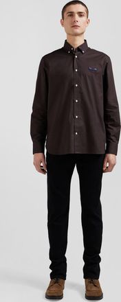 Eden Park Chemise En Coton Oxford Marron Noeud Papillon Cercl&eacute; Coupe Regular