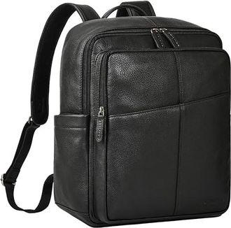 STILORD Maurizio Grand Sac a Dos Homme Travail en Cuir V&eacute;ritable Sac PC Portable 15.6 Pouces sac business pour Travail Universit&eacute; Bureau Couleur:noir