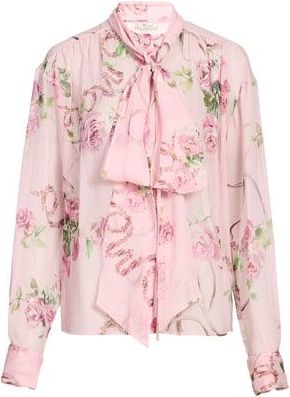 Blumarine Seidendruck -Hemd - Rose