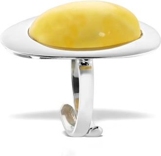 Obsidian bague à design ovale - Argent