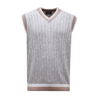 PESERICO &Auml;rmelloser Baumwollpullover - - Knitwear - Herren - Grau - 2XL