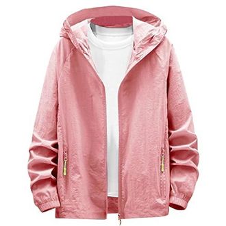 Generic Homme printemps et été crème solaire glace soie mince à manches longues fermeture éclair à capuche couleur unie veste (XXXXL)