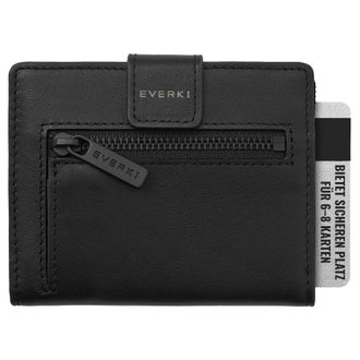 Everki RFID Geldbörse Herren - Cardholder Portmonee Herren Leder, Schwarzes Portemonnaie mit Münzfach, Slim Wallet Geldbeutel mit RFID Schutz, Mini Reisegeld