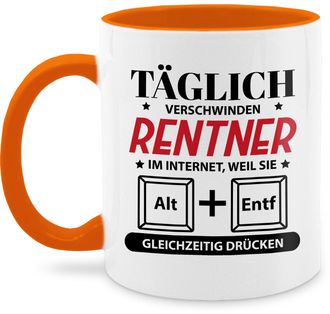 Shirtracer Tasse Tassen 325ml - T&auml;glich verschwinden Rentner im Internet - 325 ml - Orange - rente geschenk rentnertasse retirement pc teetasse lustige geschenke