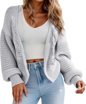 Generic Vestes en tricot &eacute;pais pour femmes, cardigan doux, chaud, ouvert sur le devant, surdimensionn&eacute;, v&ecirc;tements dext&eacute;rieur tendance pour lautomne et lhiver 