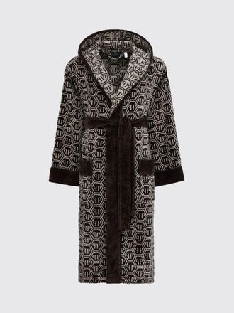 Philipp Plein Peignoir &agrave; capuche en &eacute;ponge de coton avec monogramme Hexagon
