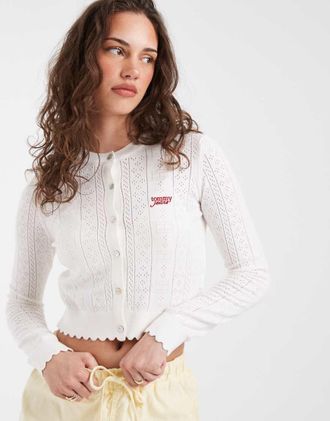 Tommy Jeans Gilet en maille pointelle - Blanc