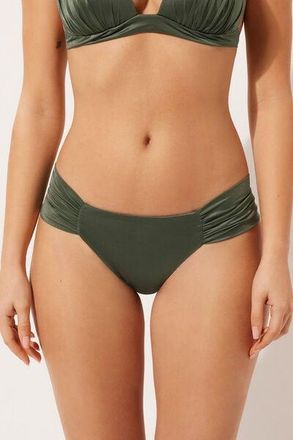Calzedonia Brazilian-bikinihose Mit Drapierung Shiny Satin Grun
