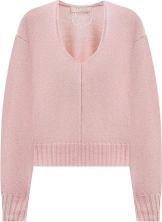 Twinset Femme, Pulls, Rose, Taille: 40 FR Pull Rose Col en V Style Chic