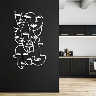 Generic Schwarze abstrakte Metallgesichter als Wandkunst, Metall-Linienkunst, Wanddekoration f&uuml;r Kunstliebhaber, abstrakte Gesichter, Moderne Skulptur f&uuml;r Woh