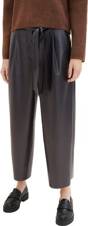 Tom Tailor Damen Fake-Leder Culotte Hose mit Gürtel, deep black, 38/28