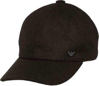 Emporio Armani Caps & M&uuml;tzen - Dark Brown Wool Blend Felt Baseball Cap - Gr. M - in Schwarz - f&uuml;r Damen