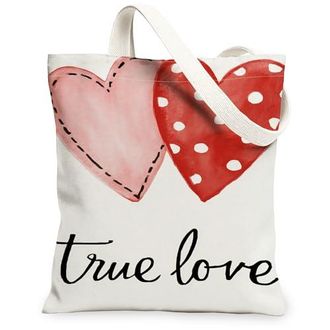 Generic Sacs fourre-tout r&eacute;utilisables en toile avec motif &agrave; pois pour la Saint-Valentin, l&eacute;gers et lavables, blanc, 13x15 Inch