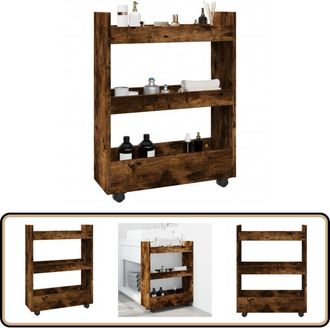 vidaXL Aufbewahrungswagen Schmal 3 Etagen R&auml;uchereiche Holzwerkstoff - Vidaxl