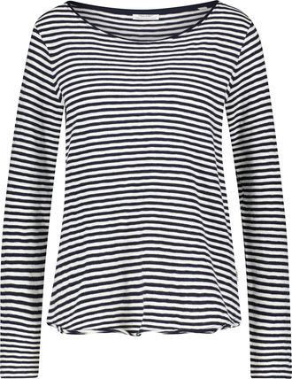 Marc O'Polo Damen B41243952493 Longsleeve Aus Bio-Baumwolle, Langarmshirt Mit Rundhalsausschnitt, Softes Damenshirt L&auml;ssigem Look, Blau, XL EU