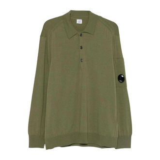 C.P. Company C.p. Company - Lens Wappen Polo Tricot - Homme - Tops - Vert - Taille: XL