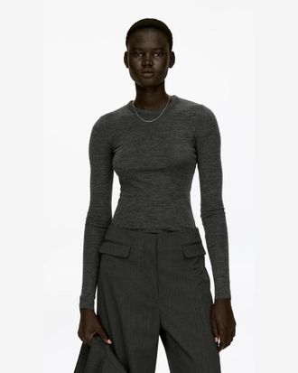 Arket Langärmliges Oberteil Aus Merinowolle -Grau